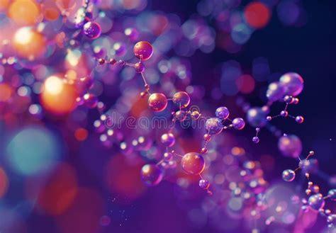 A Colourful Image Of Many Small Molecule Some Of Which Are Purple Stock Illustration