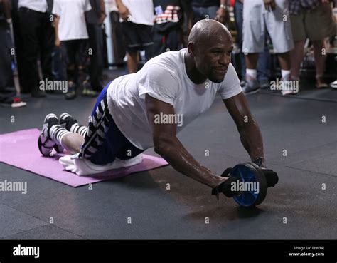 Floyd Mayweather Jr Media Workout At Mayweather Boxing Club Las Vegas