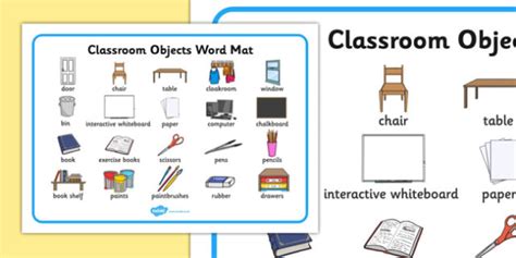 Classroom Objects Word Mat Esl Classroom Vocabulary