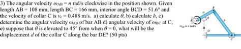 The angular velocity ωAB nrad s clockwise in the Chegg