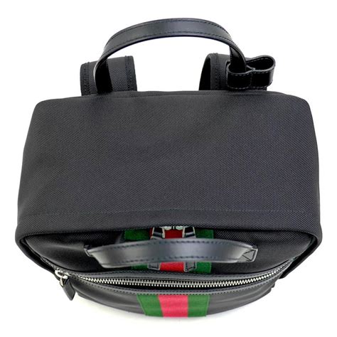 New Gucci Black Techno Web Stripe Canvas Backpack Rucksack Bag For Sale