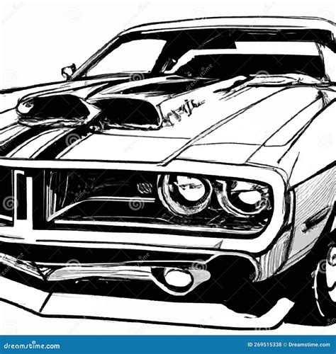 Muscle Car Sketch Vector Drawing Separated On White Stock Vector Illustration Of Concept