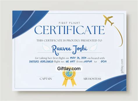 First Flight Certificate Tlay India