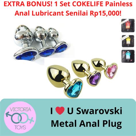Promo 3 Pcs I Love U Swarovski Metal Anal Plug Alat Bantu Pemuas Sex