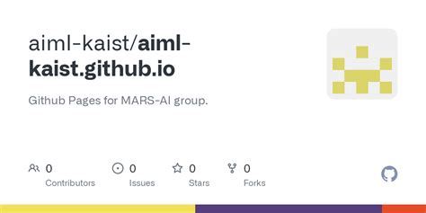 GitHub Aiml Kaist Aiml Kaist Github Io Github Pages For MARS AI Group