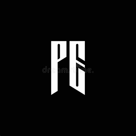 Pe Logo Monogram With Emblem Style Isolated On Black Background Stock