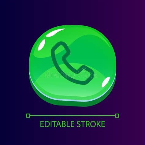 handset glossy ui button with linear icon stock vector illustration