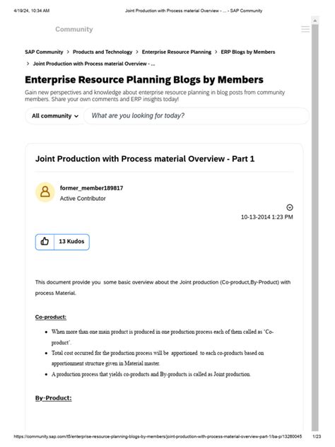 Joint Production With Process Material Overview Sap Community