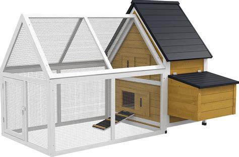 Pawhut 65 In Wooden Chicken Coop Nesting Box House Detachable Outdoor