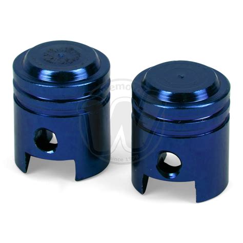 Valve Caps Pair Piston Blue Motorcycle Parts Wemoto Uk