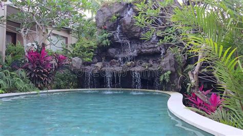 Relaxing Cascade In A Luxury Swimming Pool Stock Footage Video Of
