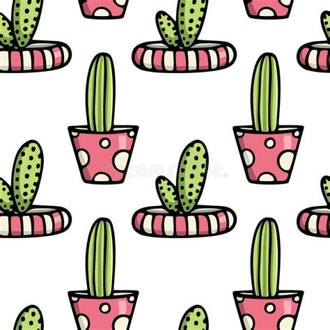 Hand Drawn Plant Pot Pattern Stock Vector Illustration Of Drawn Fabric 215670779