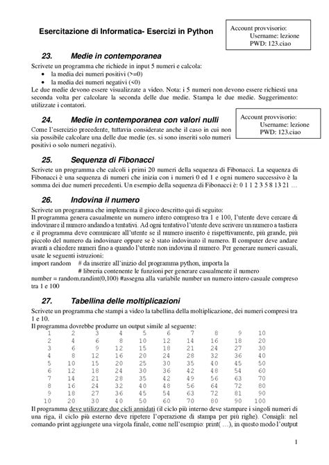 Esercizi Con Python Esercizi Di Elementi Di Informatica Docsity