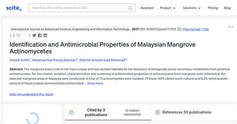 Identification And Antimicrobial Properties Of Malaysian Mangrove Actinomycetes