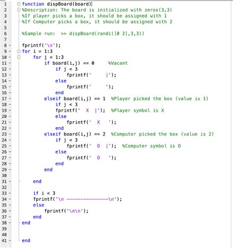 Matlab Tic Tac Toe Modular Programming Exercise