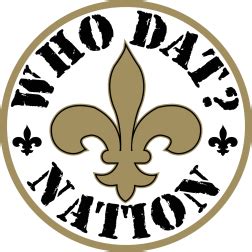 The Who Dat Nation Logo Is Shown In Black And Gold With Fleur De Lis On It