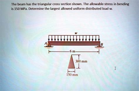 The Beam Has A Triangular Cross Section Shown The Allowable Stress In Bending Is 150 Mpa