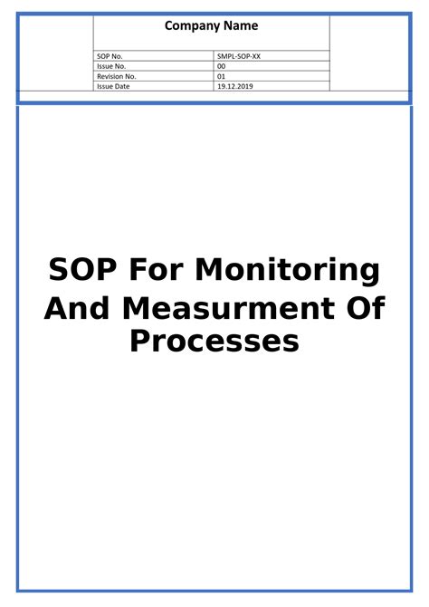 Sop For Monitoring And Measurment Of Processes Pharmadocx Shop