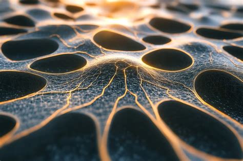 Abstract Close Up View Of Organic Cellular Structure With Glowing Patterns Stock Illustration
