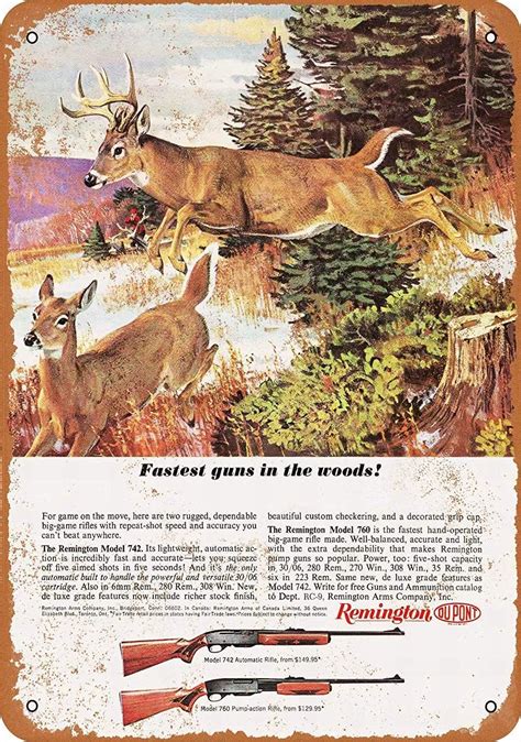 Lomall 8 X 12 Metal Sign Remington Rifles Vintage Wall