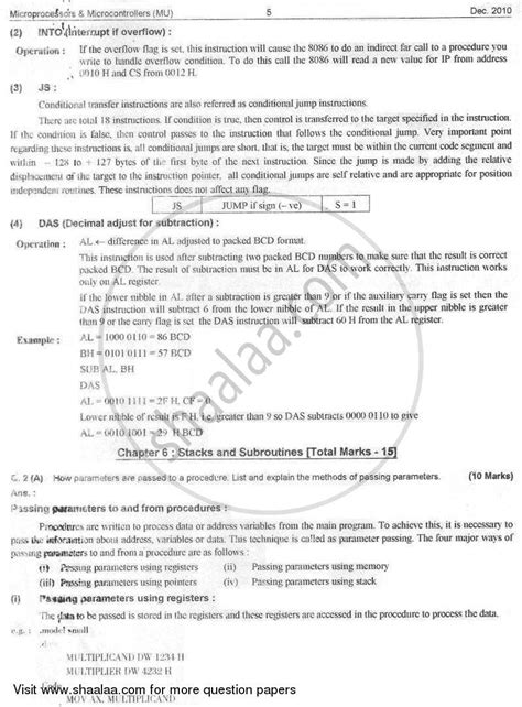 Microprocessors And Microcontrollers 2010 2011 Be It Information Technology Semester 4 Se