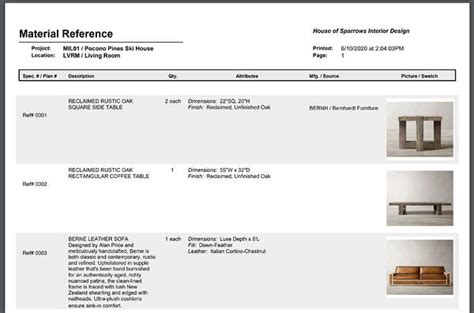 Material Reference Report Design Manager