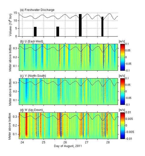 time variation of the flow structure of the bottom boundary layer with