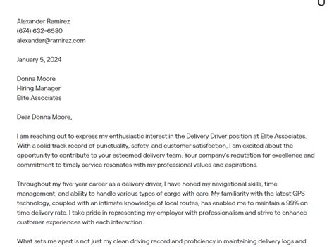 1 Delivery Driver Cover Letter Examples With In Depth Guidance