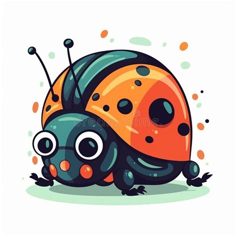 Cartoon Style Graphic Drawing Of A Cute And Friendly Beetle Stock