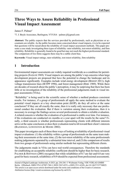 Pdf Three Ways To Assess Reliability In Professional Visual Impact