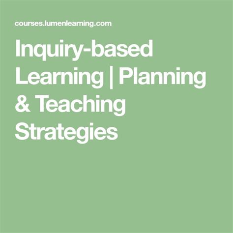 Inquiry Based Learning Strategies