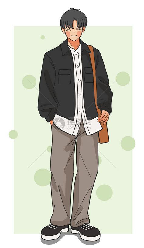 二次元男孩日常穿搭立绘人物插画插画图片下载 正版图片402170147 摄图网
