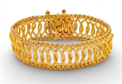 14k Yellow Gold Retro Style Bracelet W 213mm L 7 Depth 45mm 62 G 1