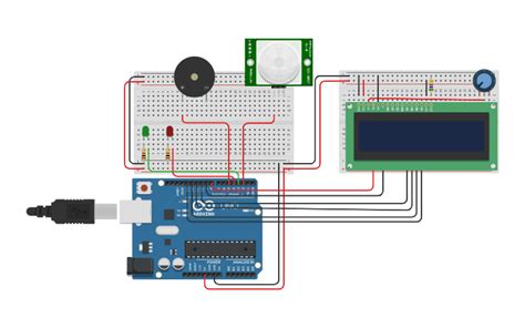 circuit design pir sensor ardunio tinkercad