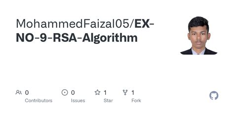 GitHub MohammedFaizal05 EX NO 9 RSA Algorithm