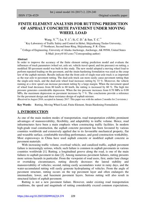 Pdf Finite Element Analysis For Rutting Prediction Of Asphalt