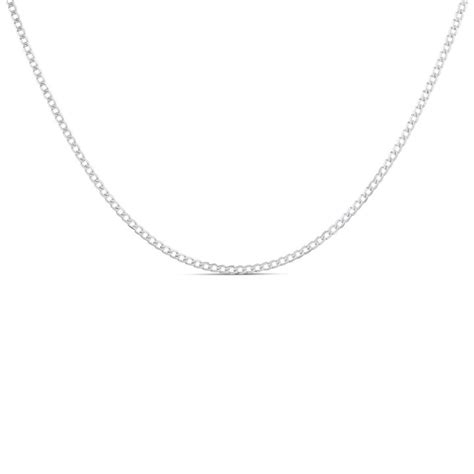9ct White Gold 16in Solid Flat Curb Chain R9040 Fhinds Jewellers