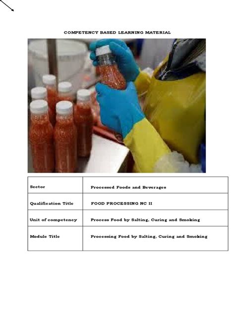 Cblm Food Processing By Curing Salting And Smoking Pdf Disinfectant Water