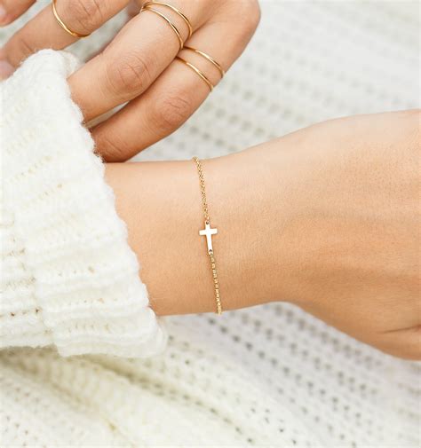Gold Cross Bracelet Silver Cross Bracelet Dainty Cross Bracelet