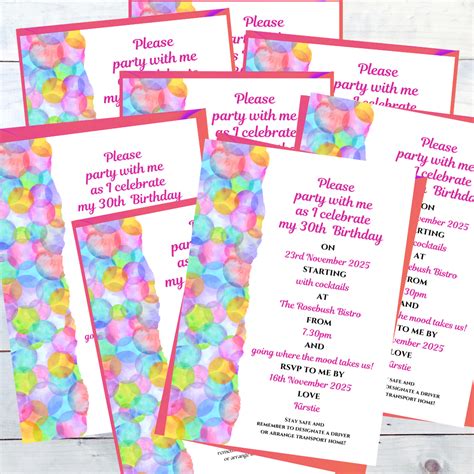 Bright Bubbles Adult Invitations 8pack