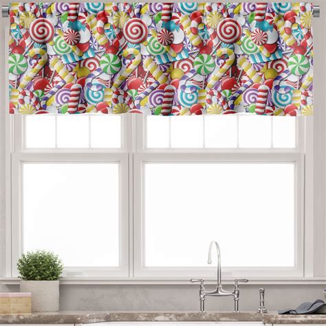 Ambesonne Candy Cane Window Valance Bonbons Lollipops 54 X 18 Multicolor