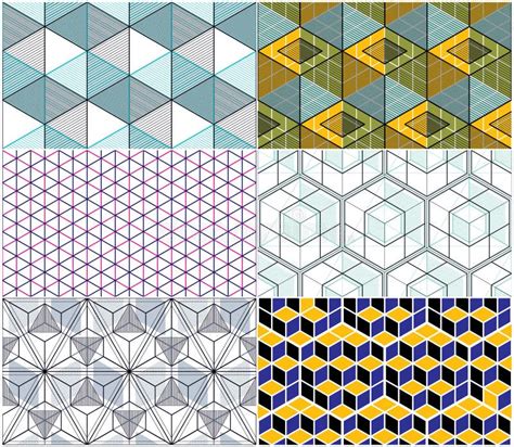 Geometric Cubes Abstract Seamless Patterns Set D Vector Backgrounds Collection Technology