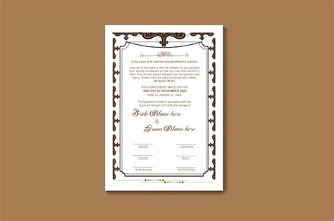 Premium Vector Islamic Marriage Certificate Template With Premium Design