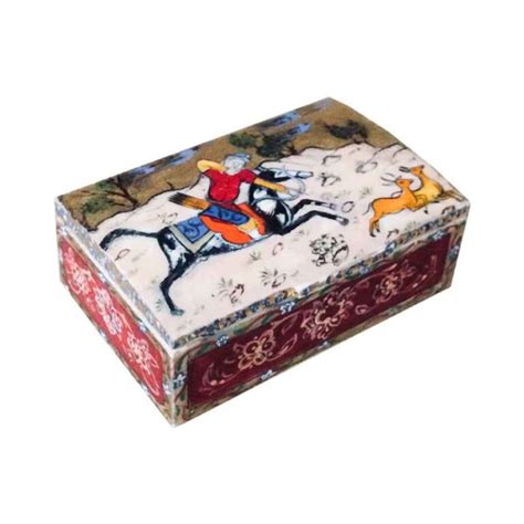 Handcrafted Bone Jewelry Box With Persian Inspired Majnun Pattern