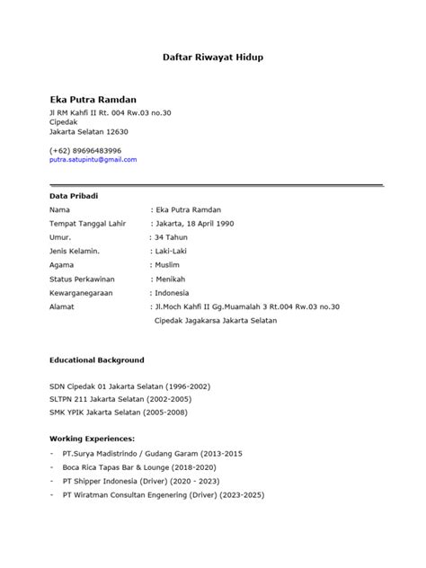 Cv Eka Putra Ramdan 1 Pdf