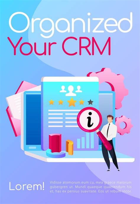 organize your crm poster flat vector template stock vector