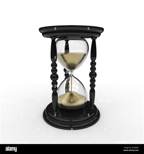 Ntique Egg Timer Hourglass With In A Black Coloured Frame And Gold Sand On A White Background