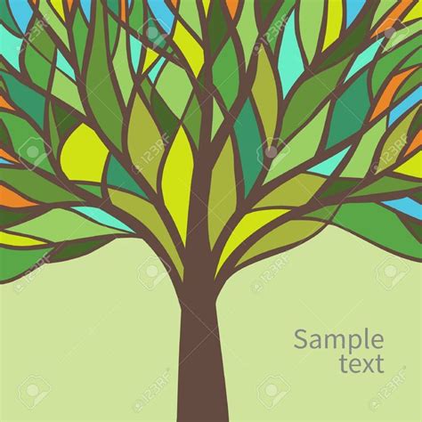 Vector Card Design With Beautiful Colorful Tree