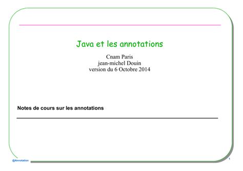 Annotations Java Au Cnam