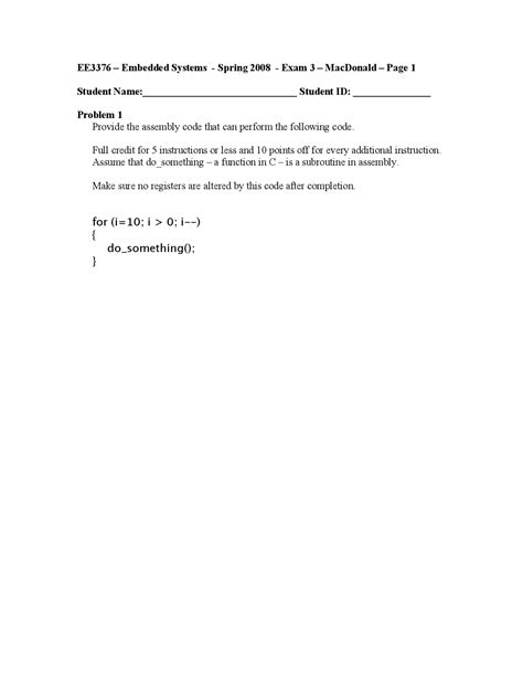 Exam 3 Problems Microprocessor Systems I Ee 3376 Docsity